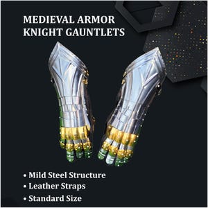Medieval Armor Gauntlets -18 Gauge Steel Replica With Leather Lined ...