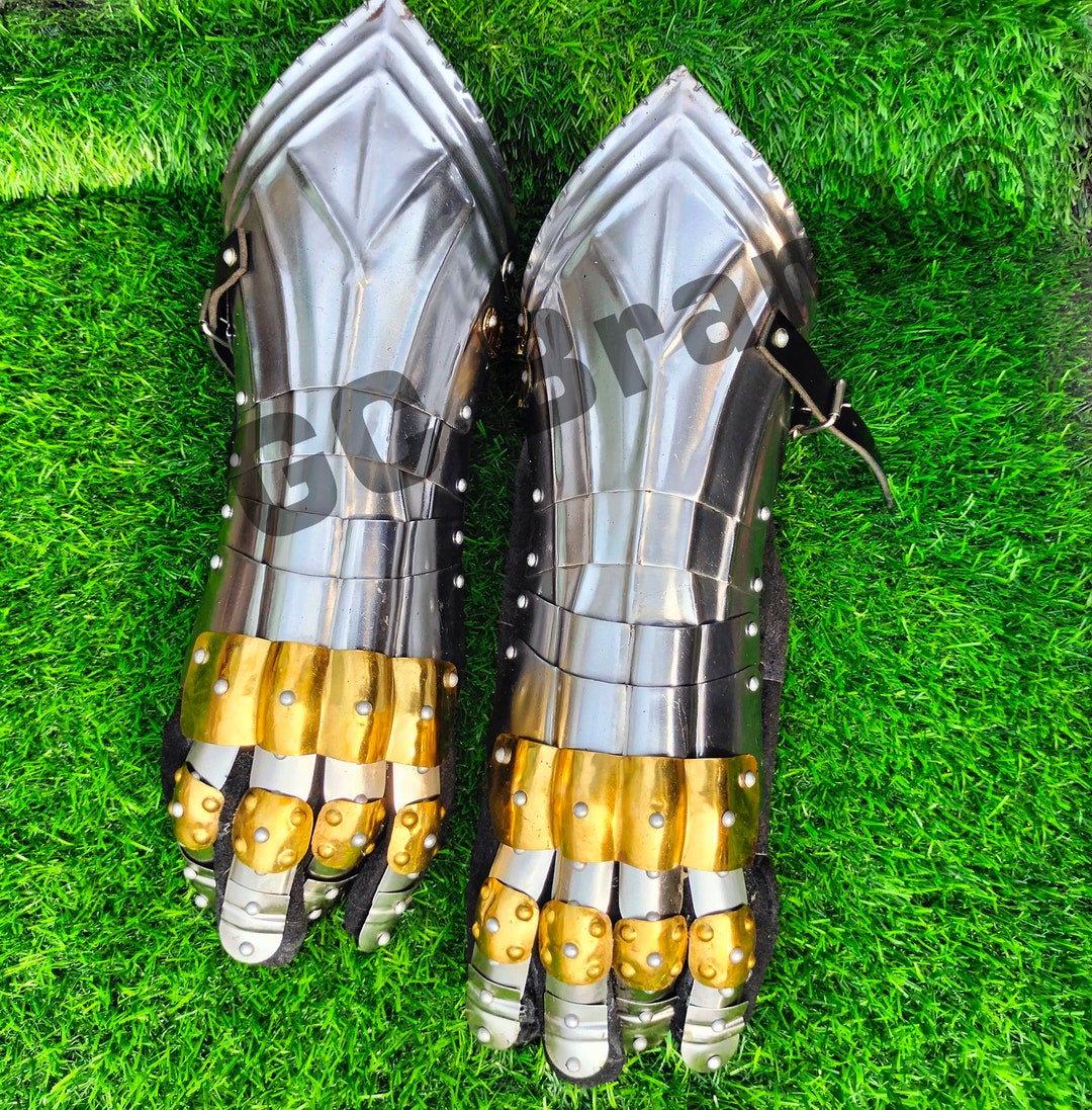 Medieval Armor Gauntlets -18 Gauge Steel Replica With Leather Lined ...