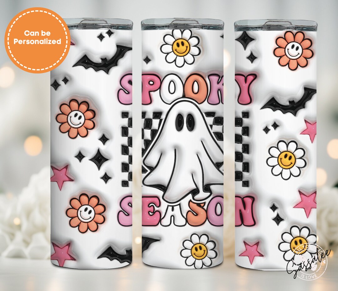 Spooky Season Halloween Tumbler 3D Puff Inflated Ghost W - Etsy