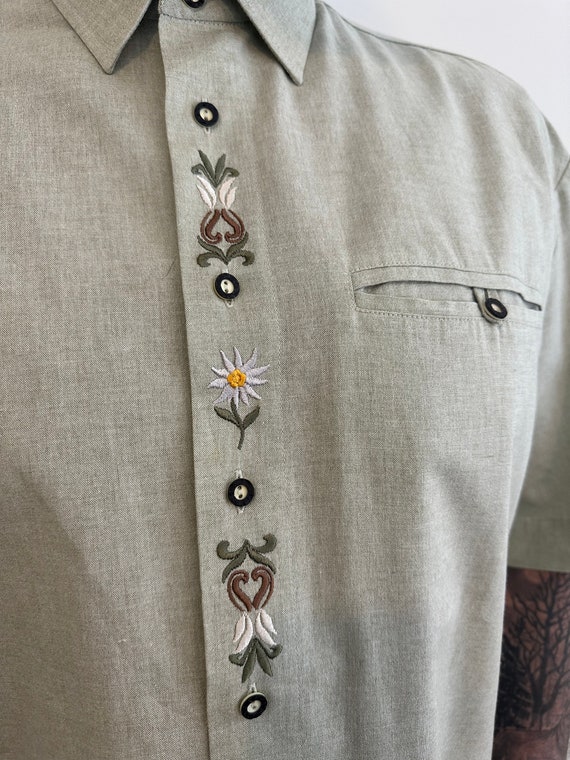 Mens Dirndl Shirt Traditional Alpen Trachten Austrian… - Gem