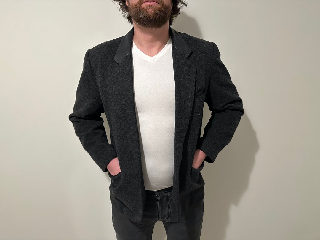 Vintage Men's Lana Wool Winter Jacket Black Men Coat Overcoat Classy ...