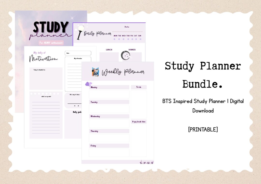BTS Inspired Study Planner | Kpop Digital Planner Printable | ARMY ...
