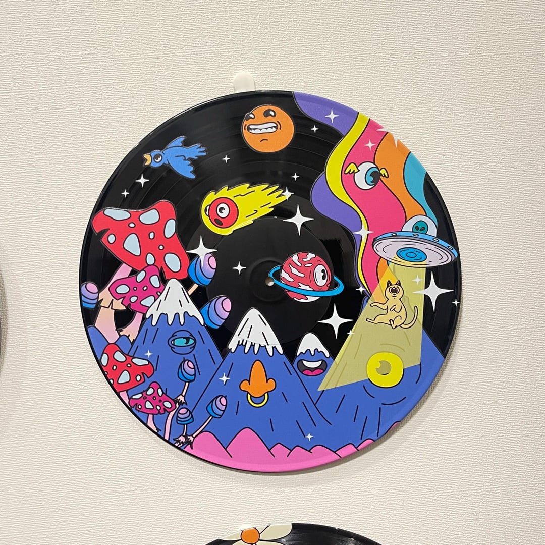 Galactic Vibes Vinyl Record Art — Colorful Music Wall Decor Hippie ...