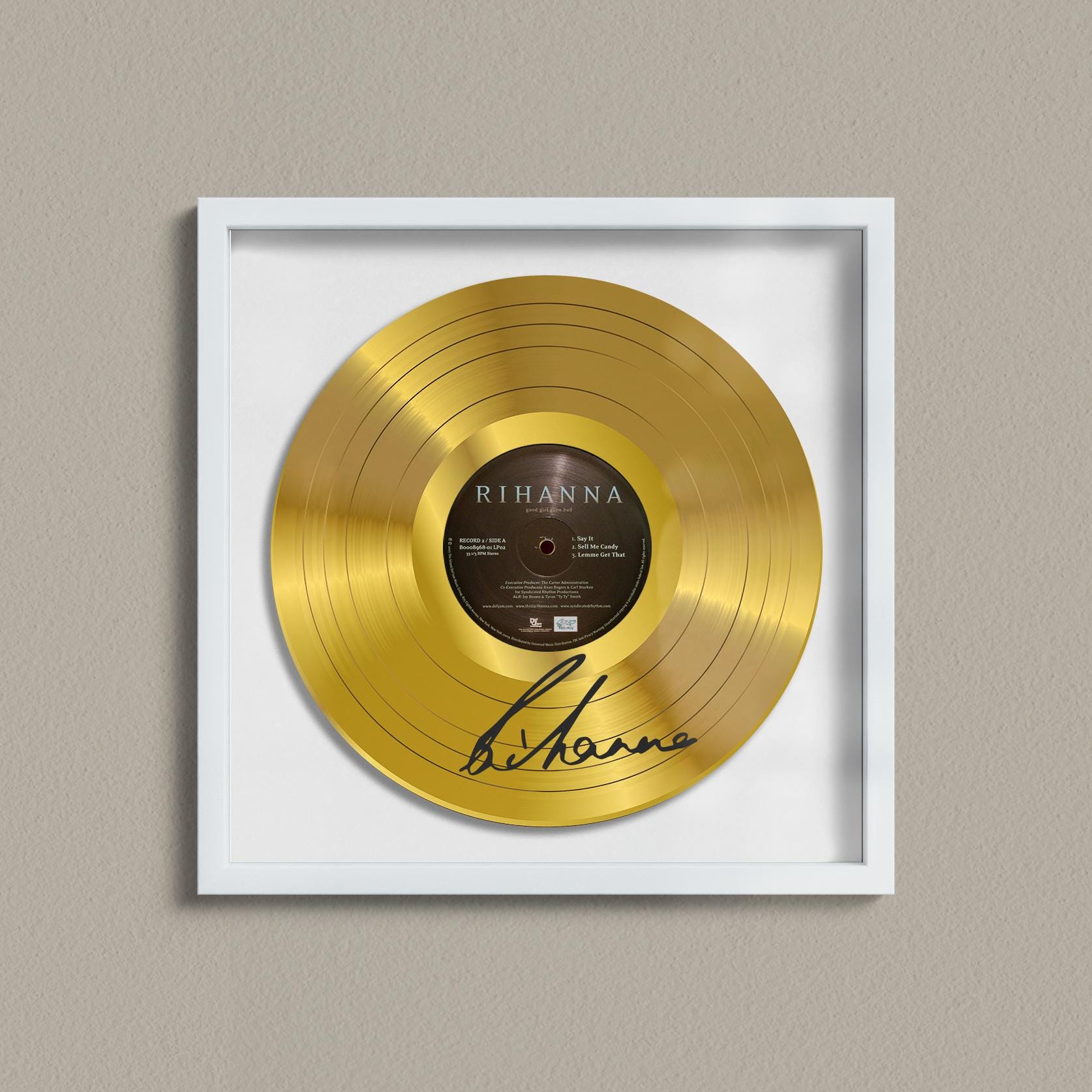 Rihanna Signed Gold Vinyl Record — Decorative Music Art — Facsimile ...