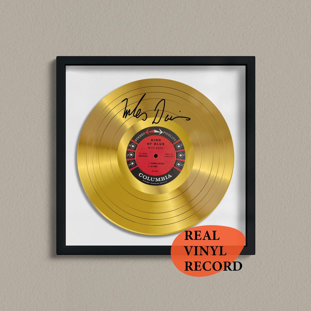Miles Davis Signed Gold Vinyl Record — Decorative Jazz Art — Facsimile ...