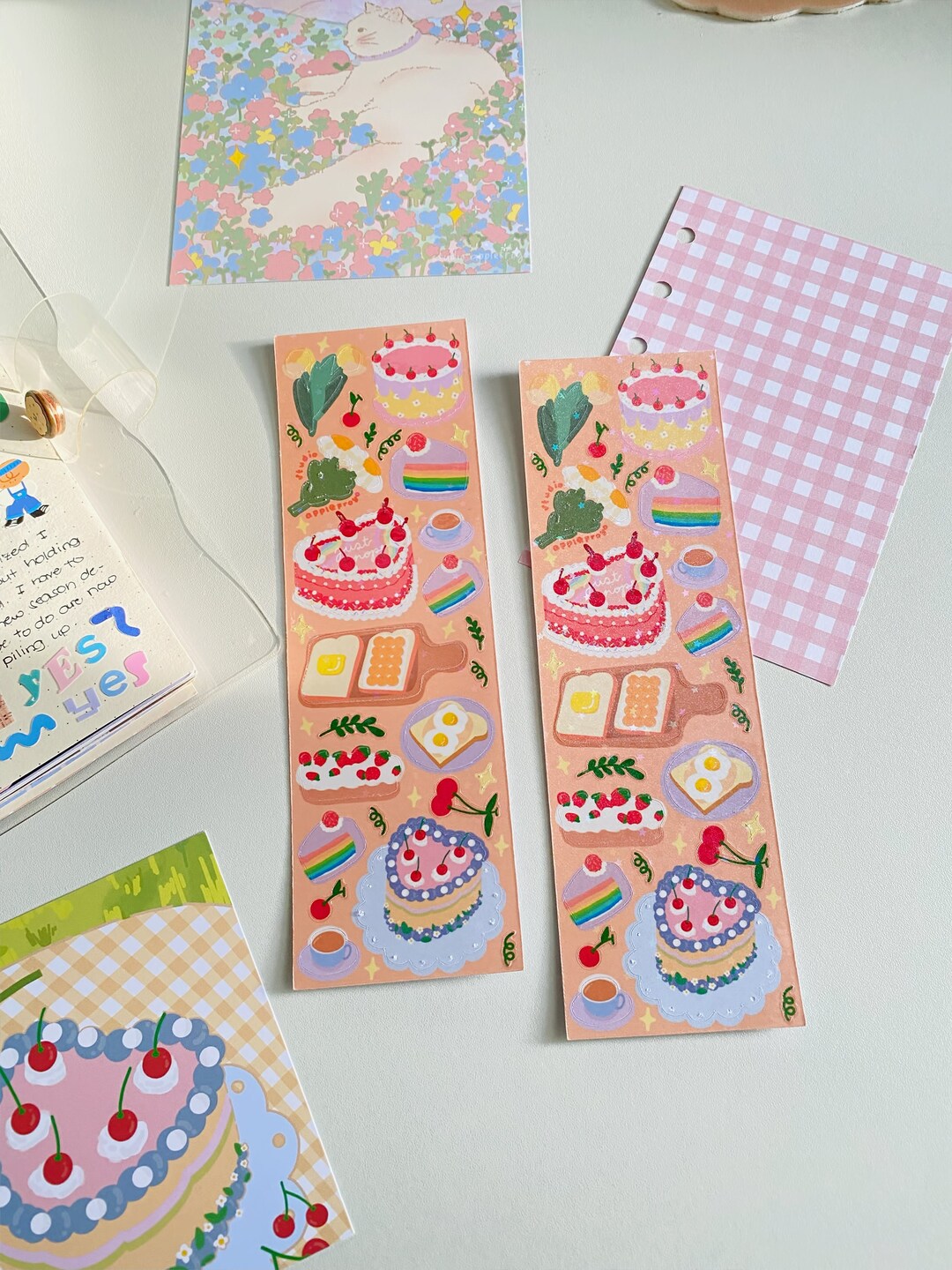 Cakes and Crayon Drawn Deco Stickers for Planner Journal - Etsy