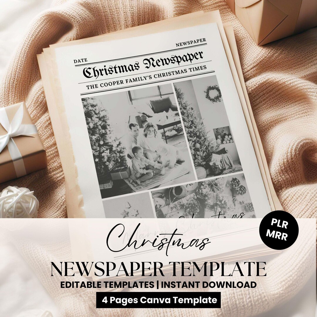 Christmas Newspaper Canva Template, Editable Family Holiday Newsletter ...