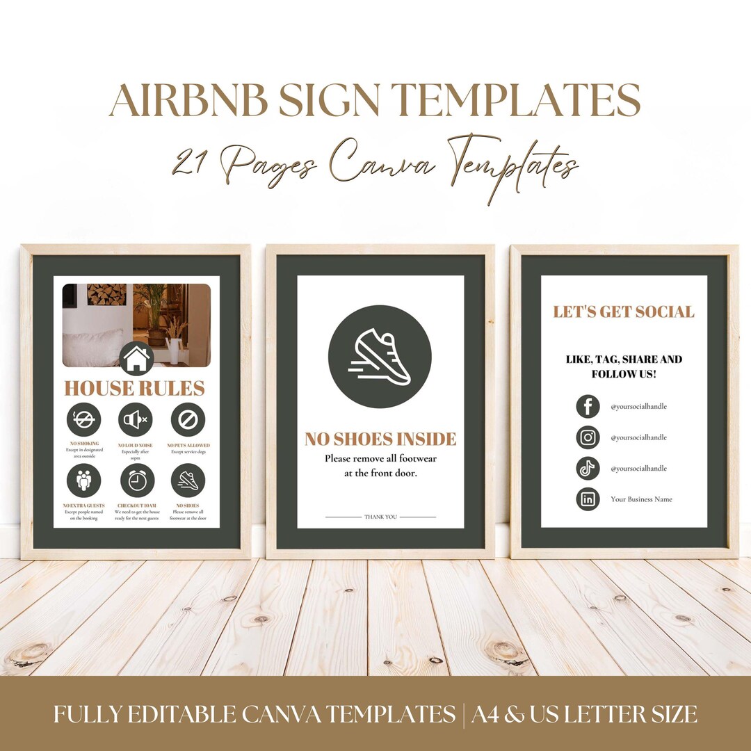 Airbnb Signs Bundle Canva Template, Welcome Sign, Airbnb Welcome Book ...