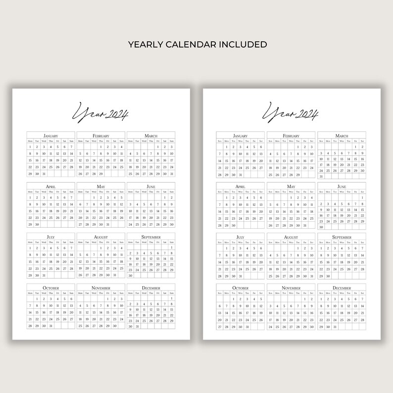 2024 Calendar & 2024 Planner: Year at a Glance, Dated Monthly Pages ...
