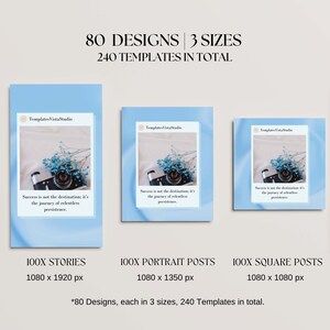 80 Blue Instagram Posts Bundle, Instagram Story Templates, Elegant ...