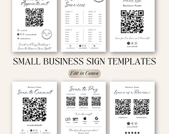 Small Business Sign Bundle Templates, Price List, Scan to Pay ...