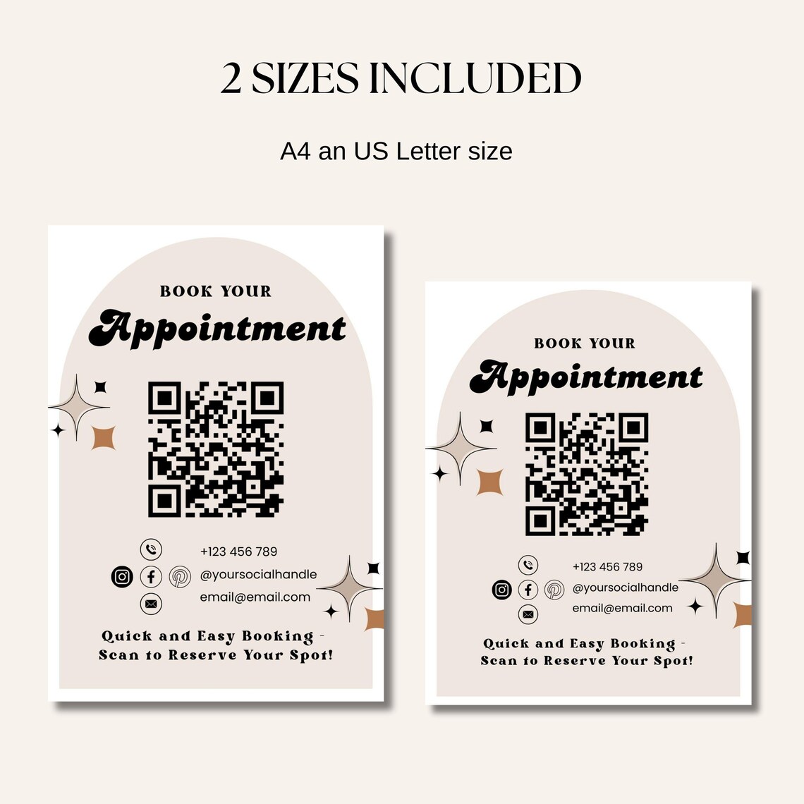 Retro Business Sign Canva Template, Editable Scan to Book, Printable ...