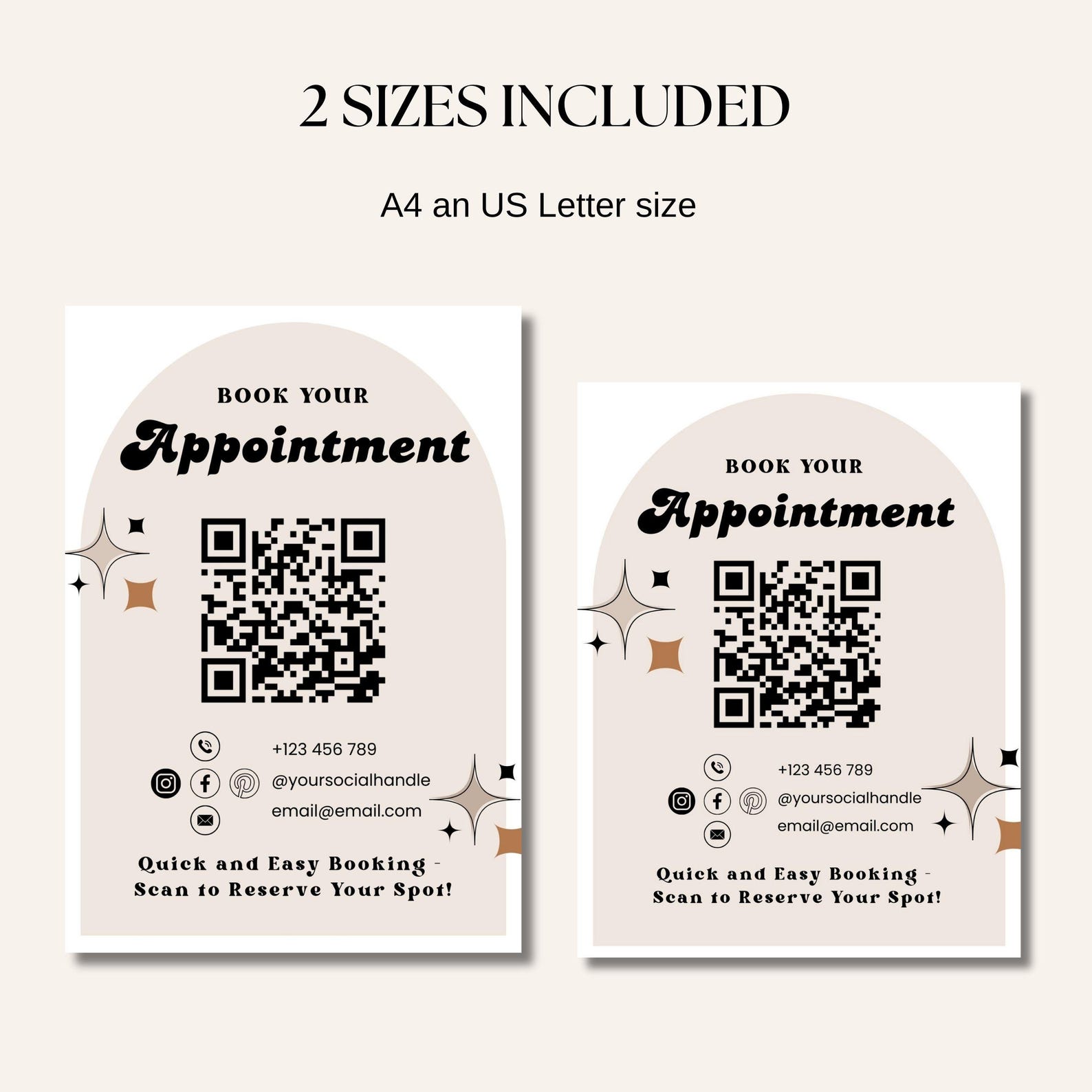 Retro Business Sign Canva Template, Editable Scan to Book, Printable ...