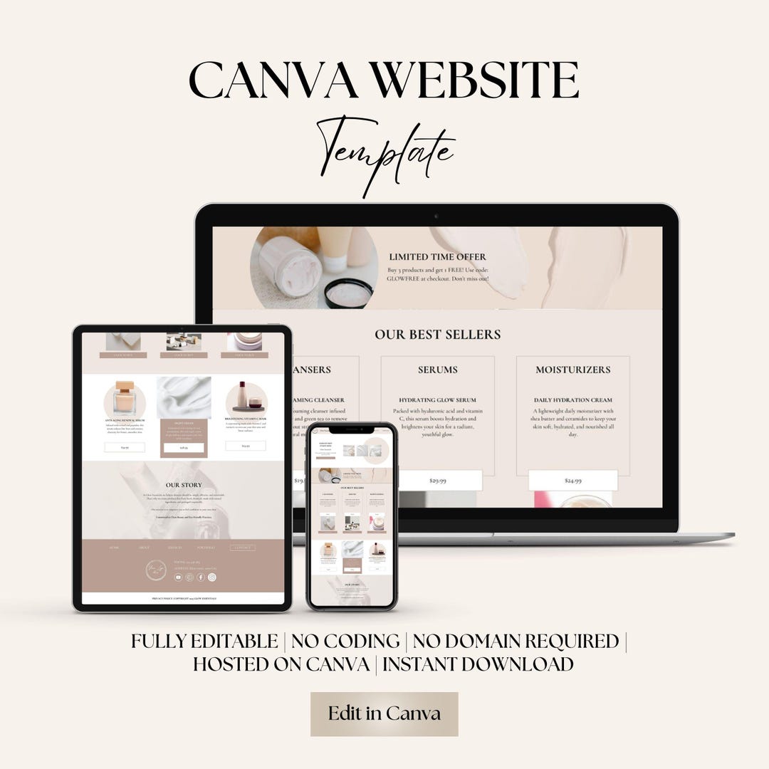 Product Based Website Canva Template, Landing Page Canva Template ...