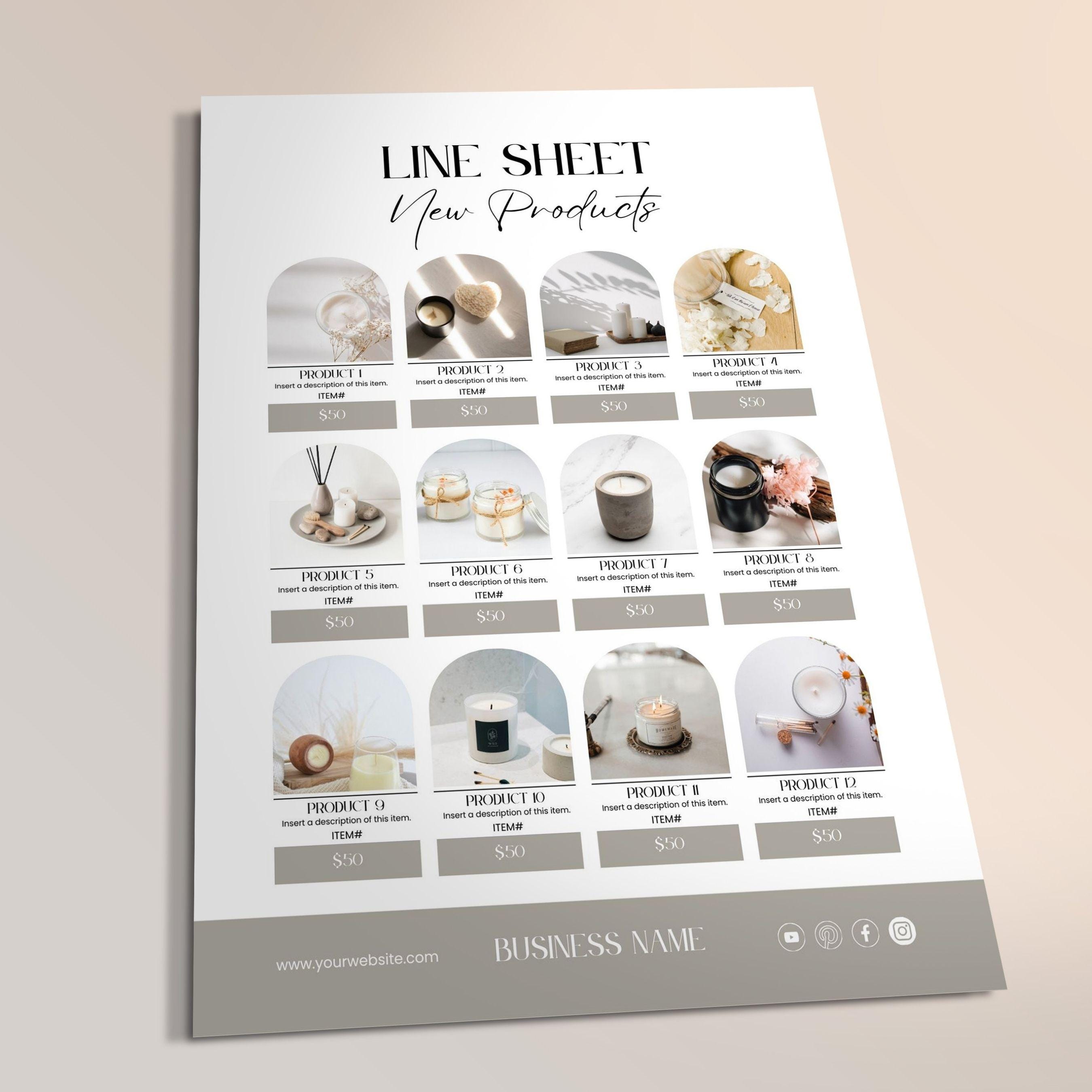 Sleek Design One-page Canva Sheet, Professional Look Line Sheet ...
