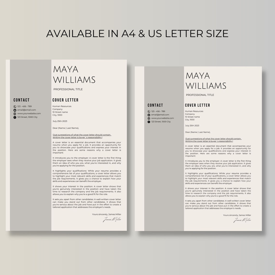2 Page Resume Template, CV Template Canva, Cover Letter Template - Etsy ...