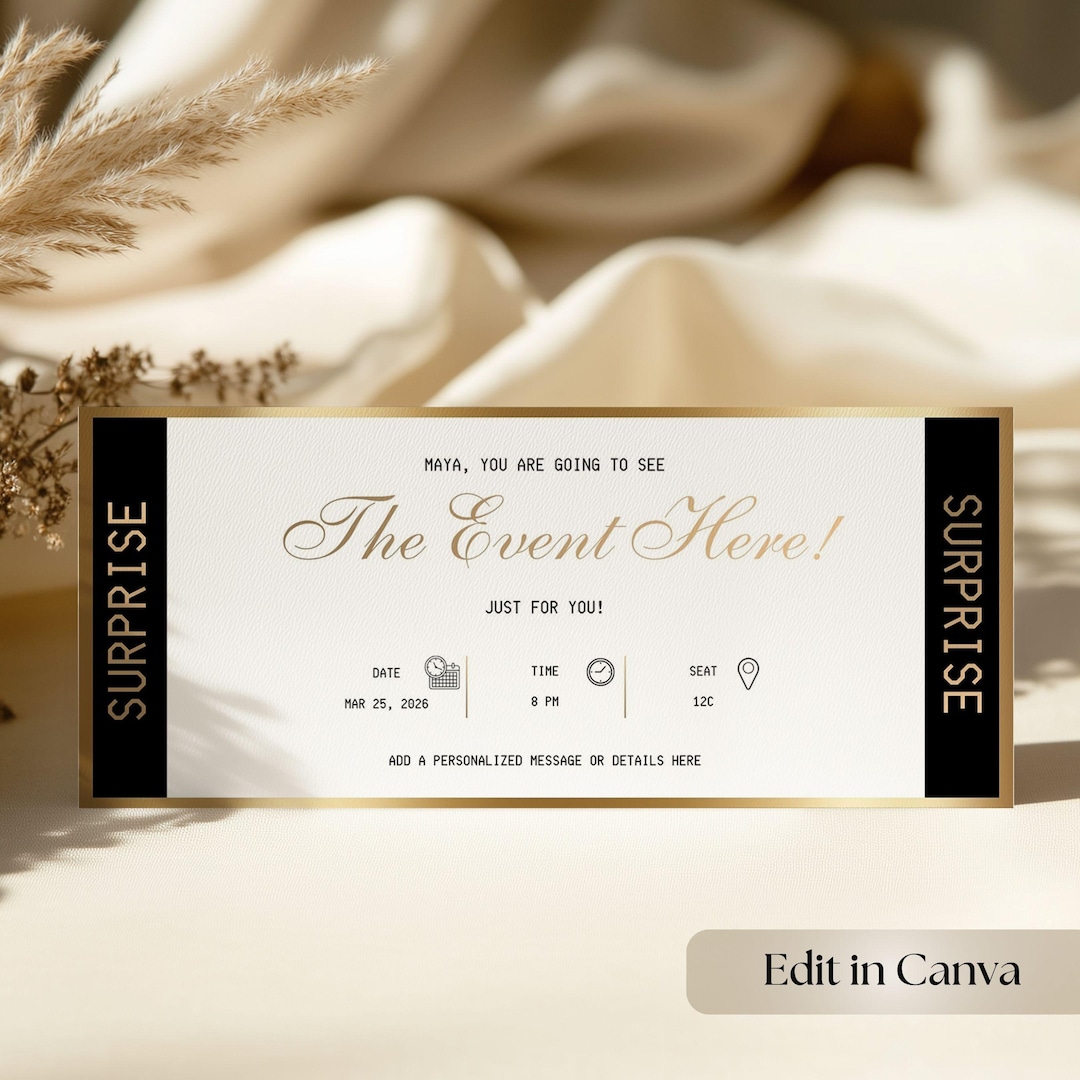 Concert Ticket Canva Template, Editable Event Entry Pass 7x3 Inches ...