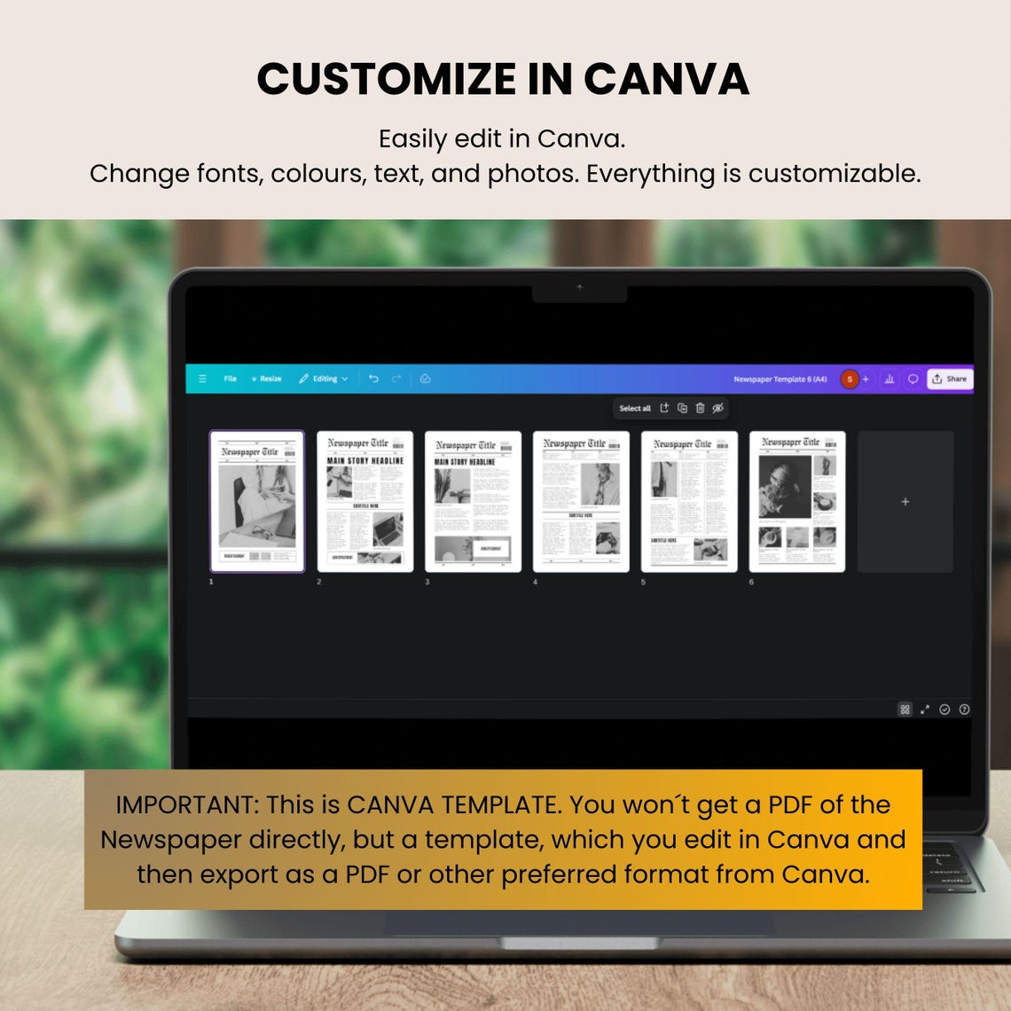 Newspaper Canva Template, Newspaper Printable, Business Editable ...