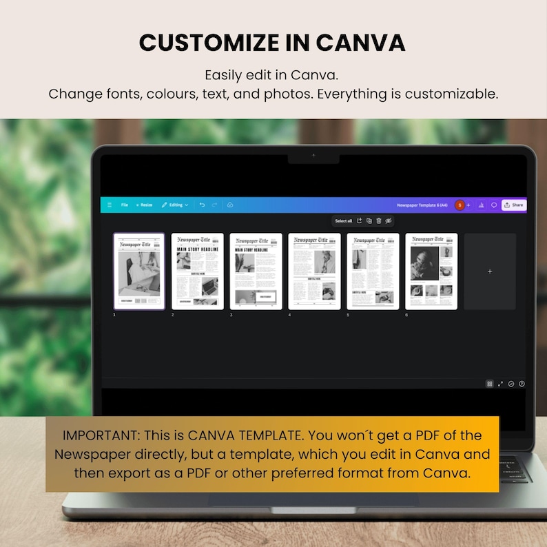 Newspaper Canva Template, Newspaper Printable, Business Editable ...