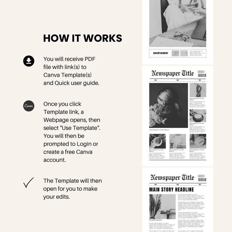 Newspaper Canva Template, Newspaper Printable, Business Editable ...