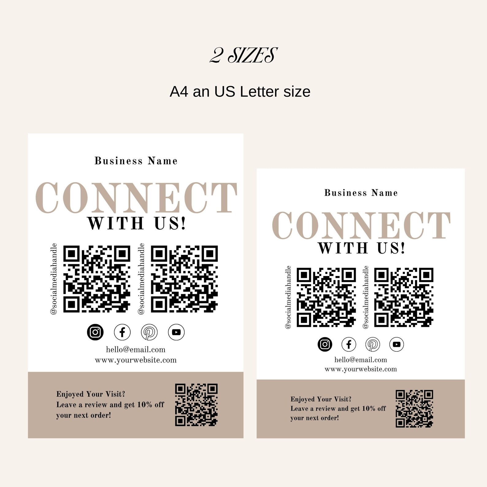 Connect With Us Printable Sign, Social Media Sign, Small Business Sign ...