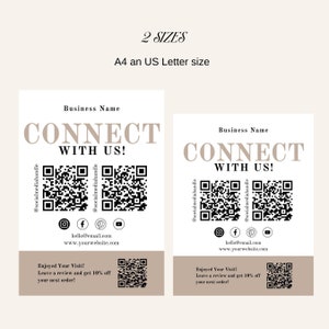 Connect With Us Printable Sign, Social Media Sign, Small Business Sign ...