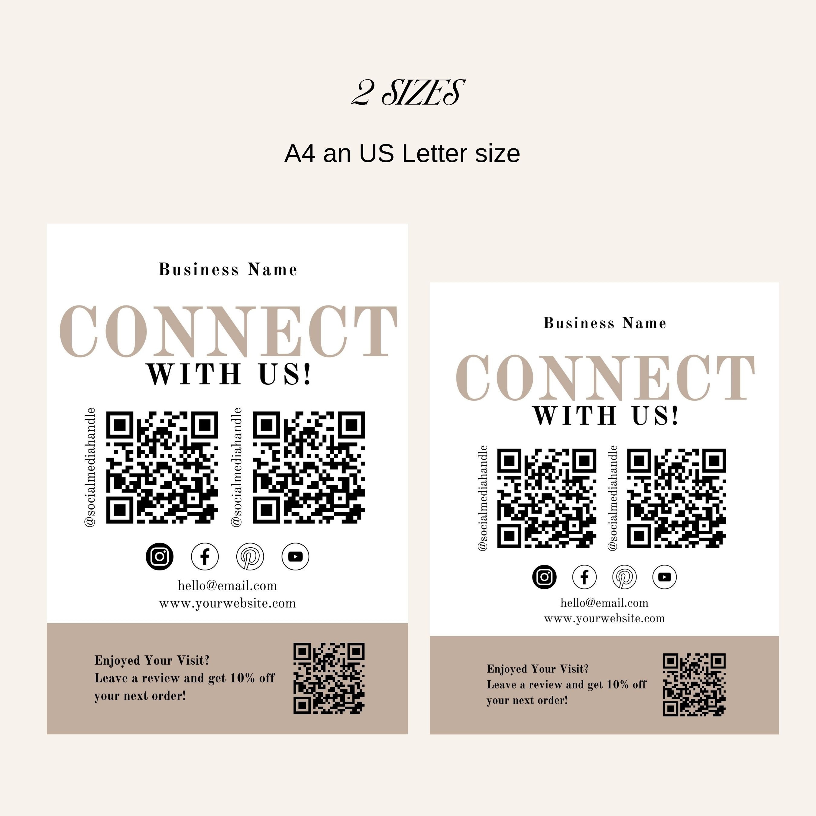 Connect With Us Printable Sign, Social Media Sign, Small Business Sign ...