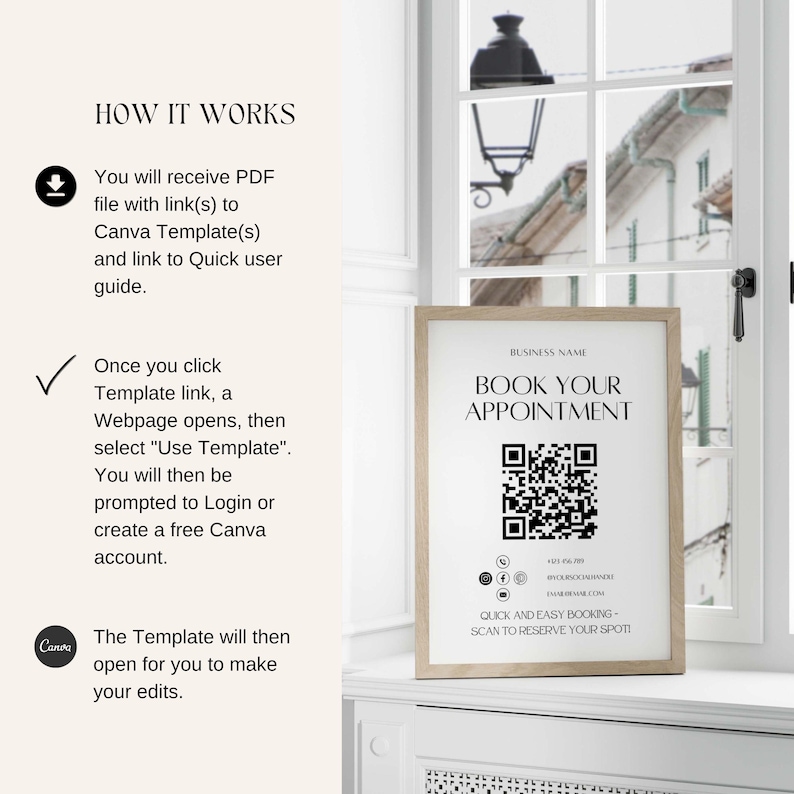 Small Business Sign Canva Template Editable Scan to Book, Printable ...