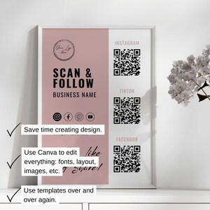 Canva Social Media Printable Sign, Follow Us Poster Template, Small ...