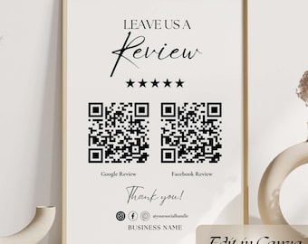 Editable Leave Us a Review Template, Canva Template, Printable Google ...