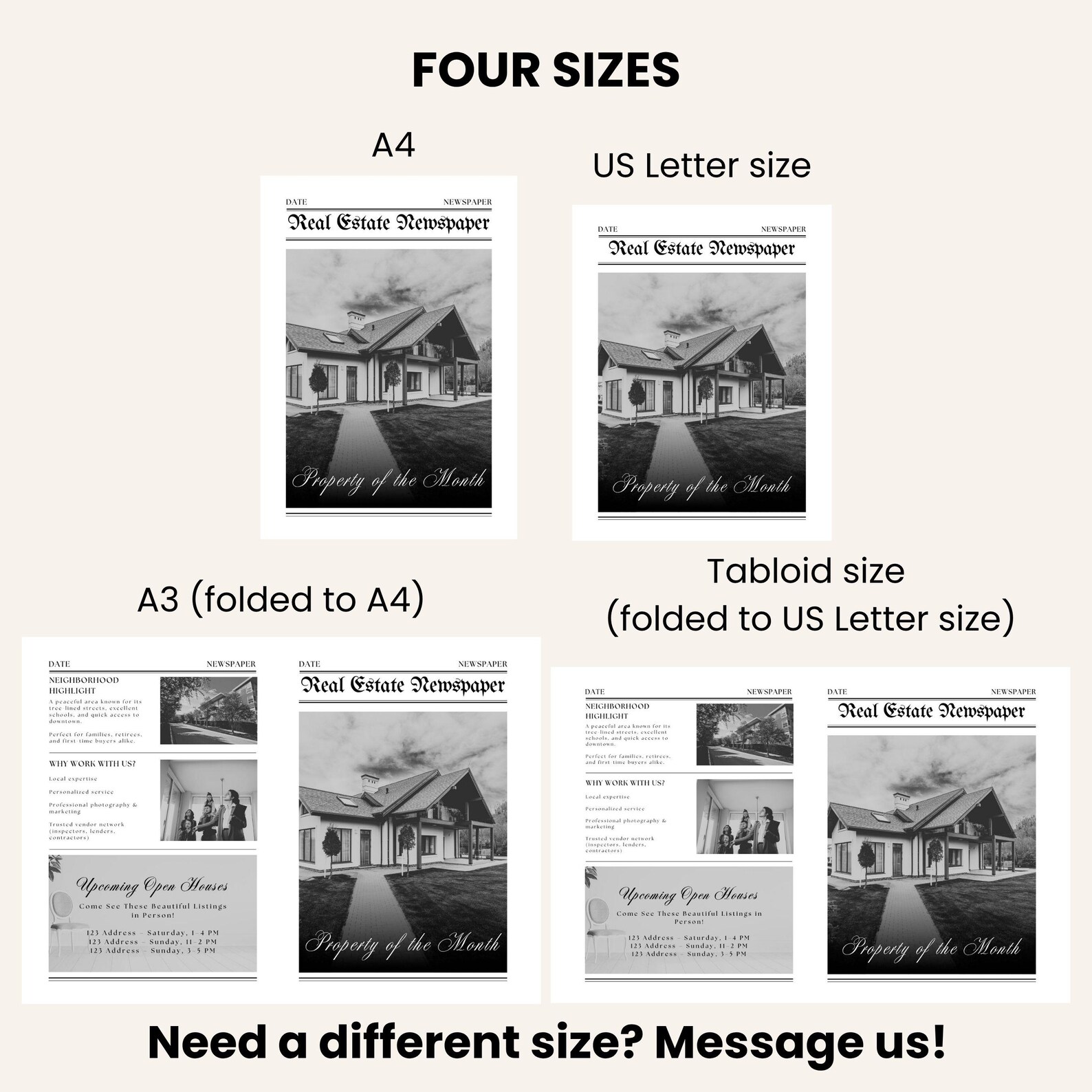 Editable Real Estate Newspaper Canva Template, A4, A3, US Letter ...
