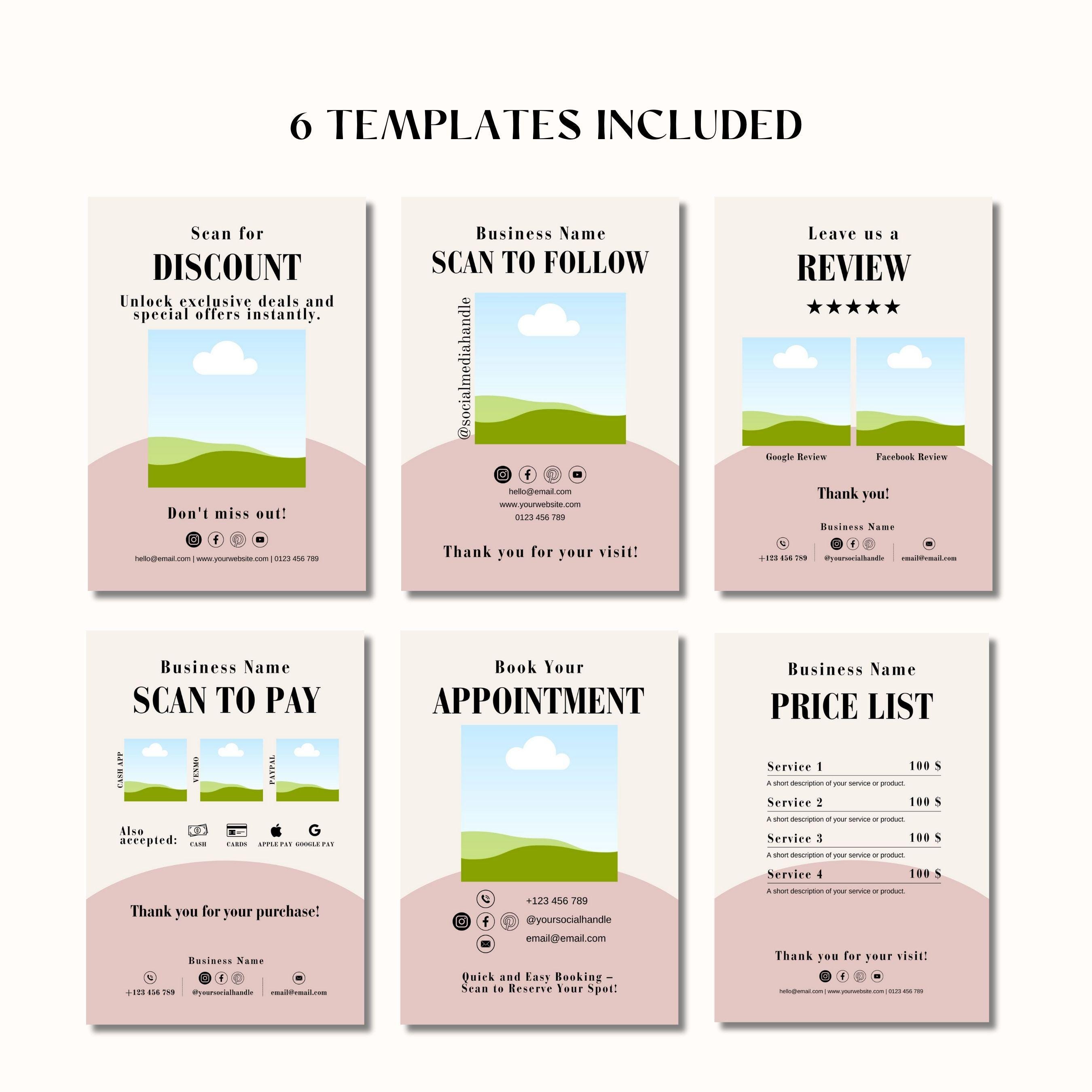 Editable Signage, 6 Canva Templates, Business Sign Bundle, Printable ...