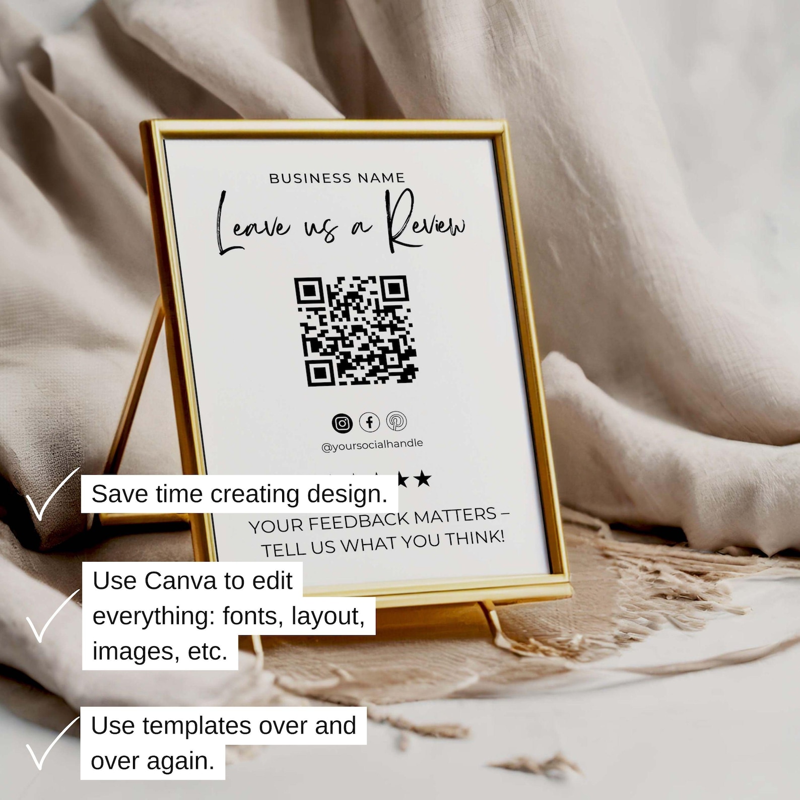 Editable Leave Us a Review Canva Template QR Code, Printable Google ...