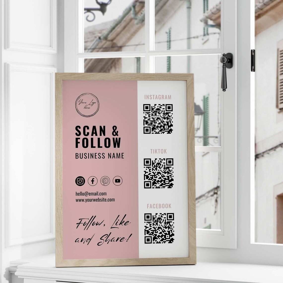 Canva Social Media Printable Sign, Follow Us Poster Template, Small ...