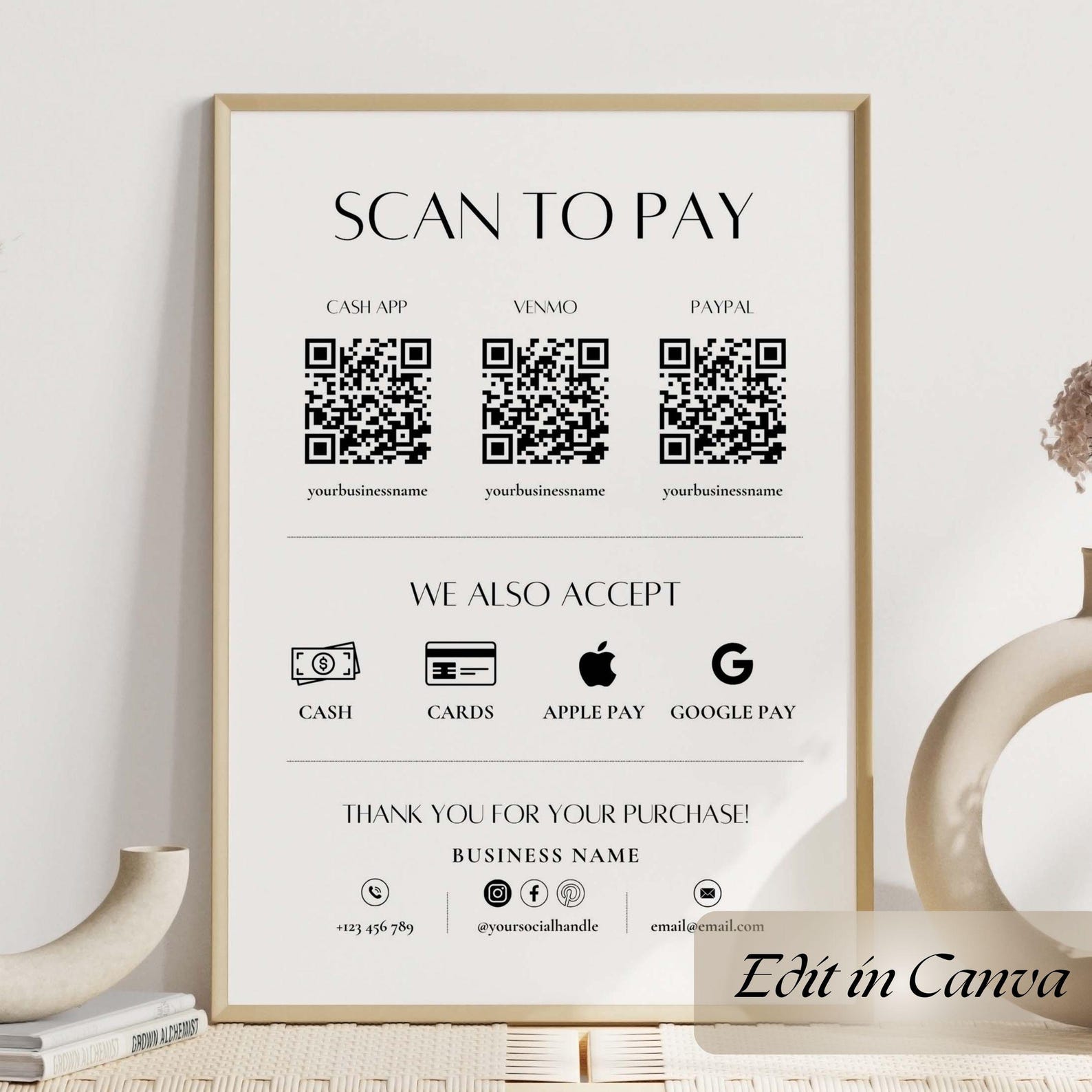 Editable Scan to Pay Sign QR Code Sign Template Canva, Printable ...
