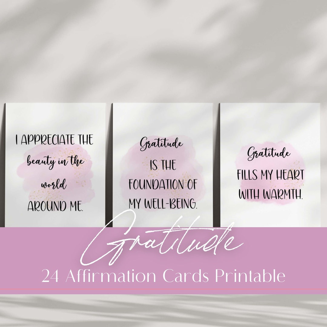 Gratitude Affirmation Cards Printable Daily Gratitude Card of Gratitude ...