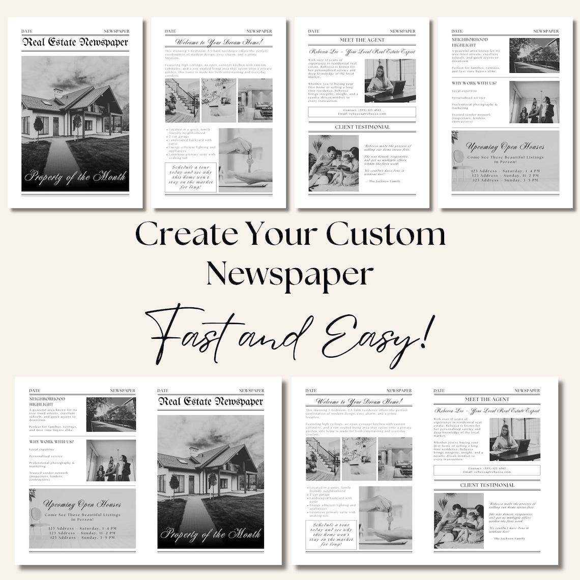Editable Real Estate Newspaper Canva Template, A4, A3, US Letter ...