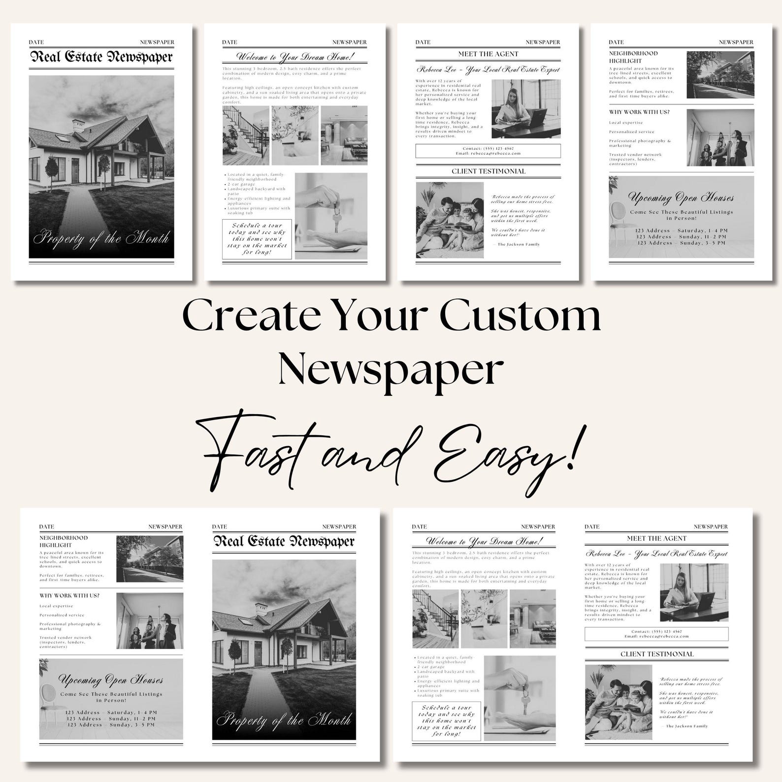 Editable Real Estate Newspaper Canva Template, A4, A3, US Letter ...
