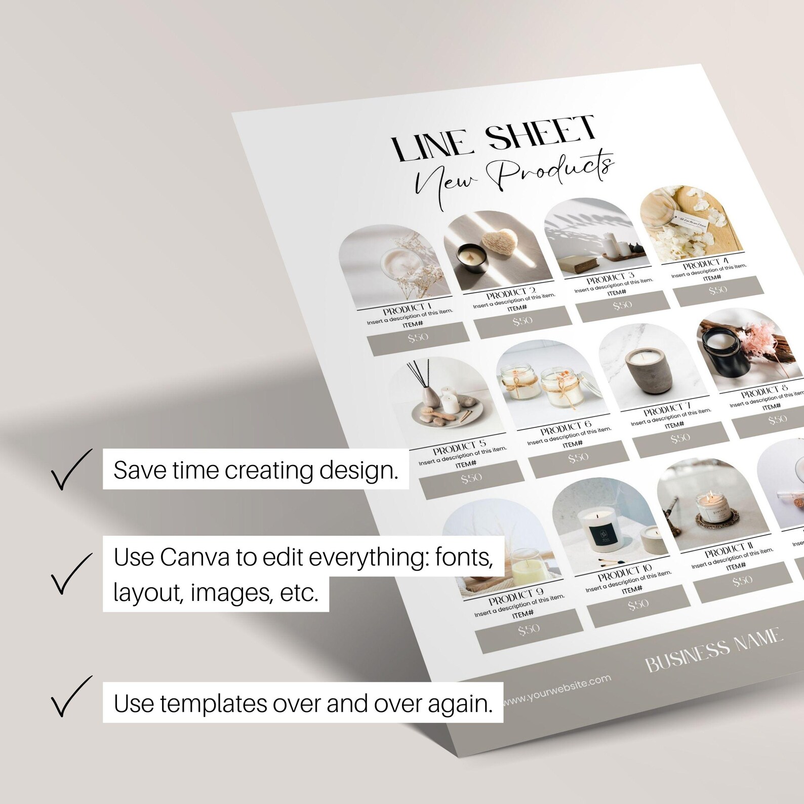 Sleek Design One-page Canva Sheet, Professional Look Line Sheet ...