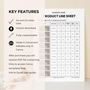 Line Sheet Canva Template, Wholesale Price List Template, Editable ...