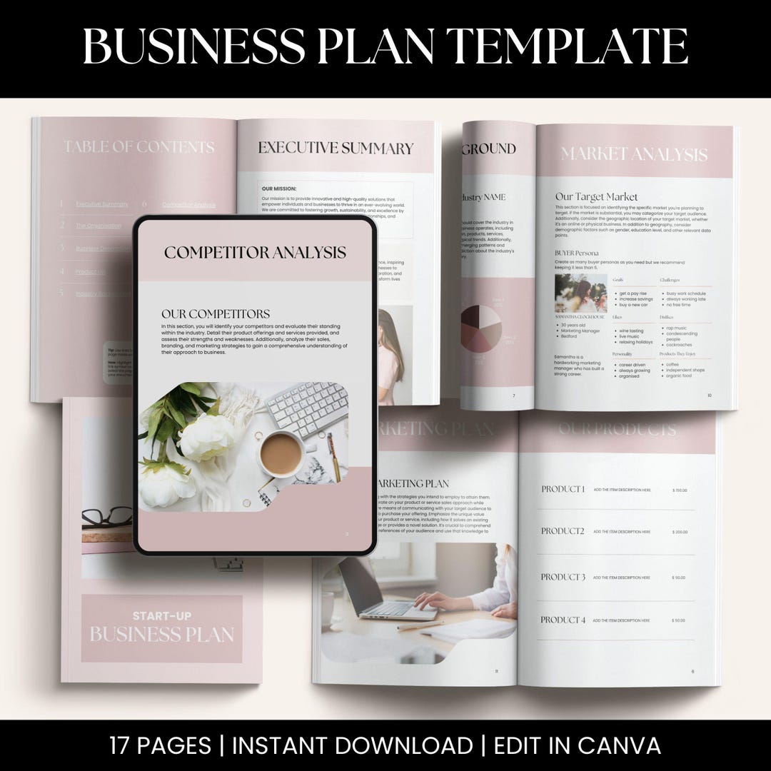 Pink Editable Business Plan Canva Template, Small Business Plan ...