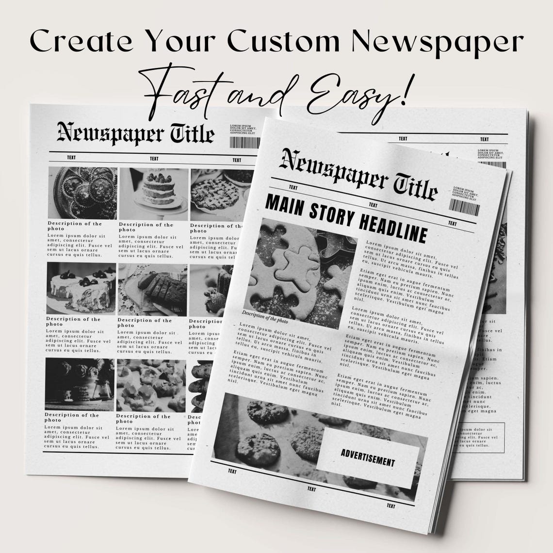 Bakery Newspaper Canva Template | Small Business Newsletter | Editable ...