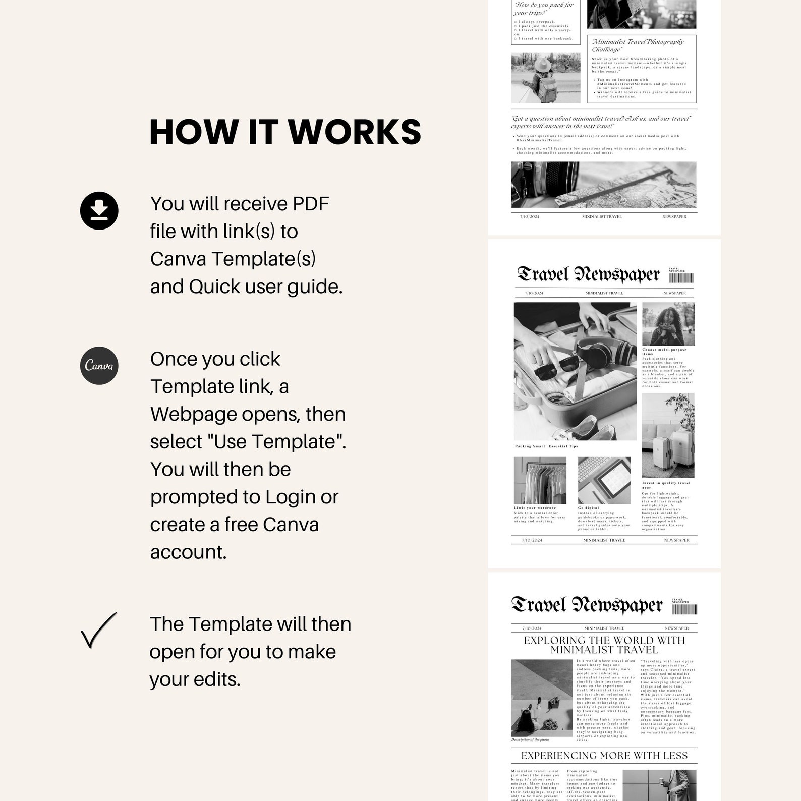 Newspaper Canva Template, Travel Newspaper Printable, Editable ...