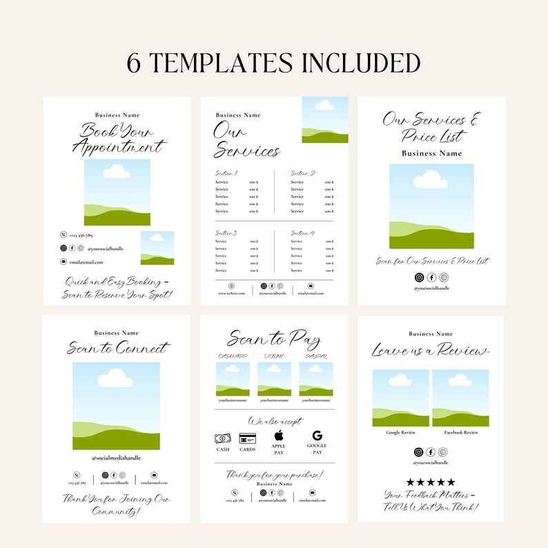 Editable Small Business Sign Bundle, Price List, Scan to Pay, Printable ...
