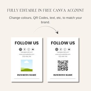 Simple Follow Us Social Media Sign Canva Template, QR Code, Connect ...