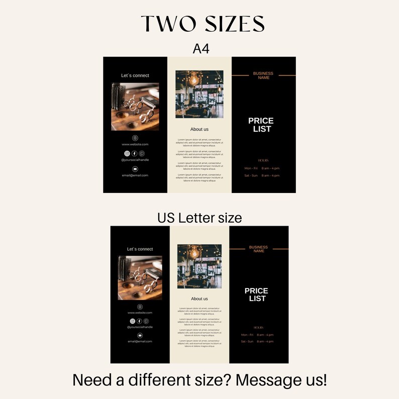 Trifold Brochure Price List Canva Template, Editable Menu, Services ...