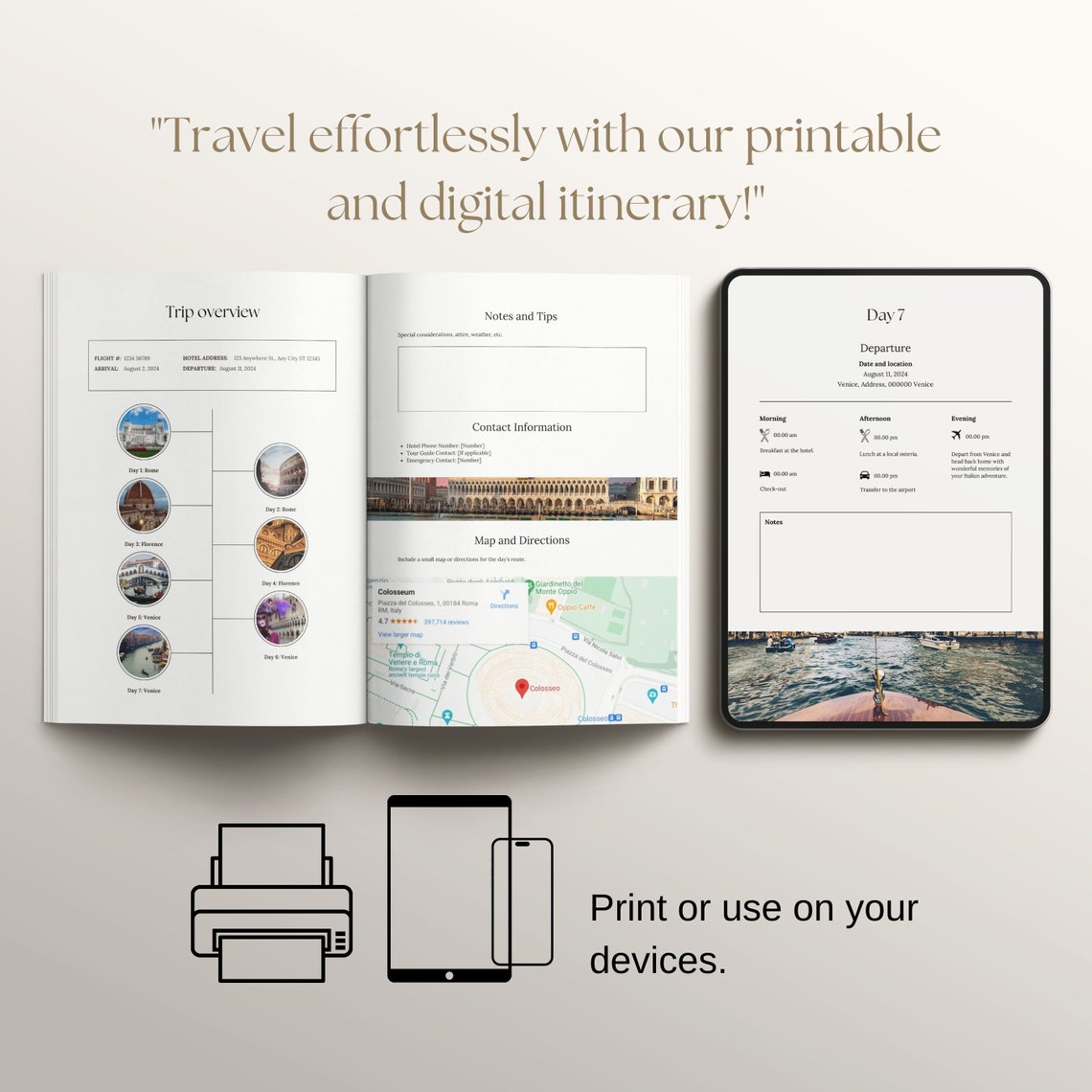 Editable Travel Itinerary Canva Template, Trip Itinerary, Printable ...
