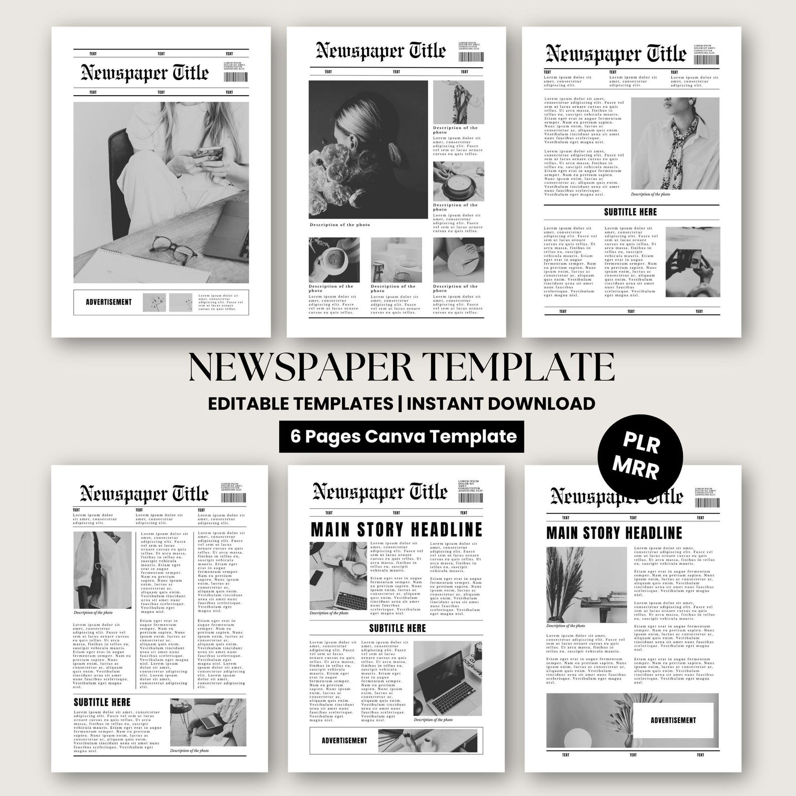 Newspaper Canva Template, Newspaper Printable, Business Editable ...