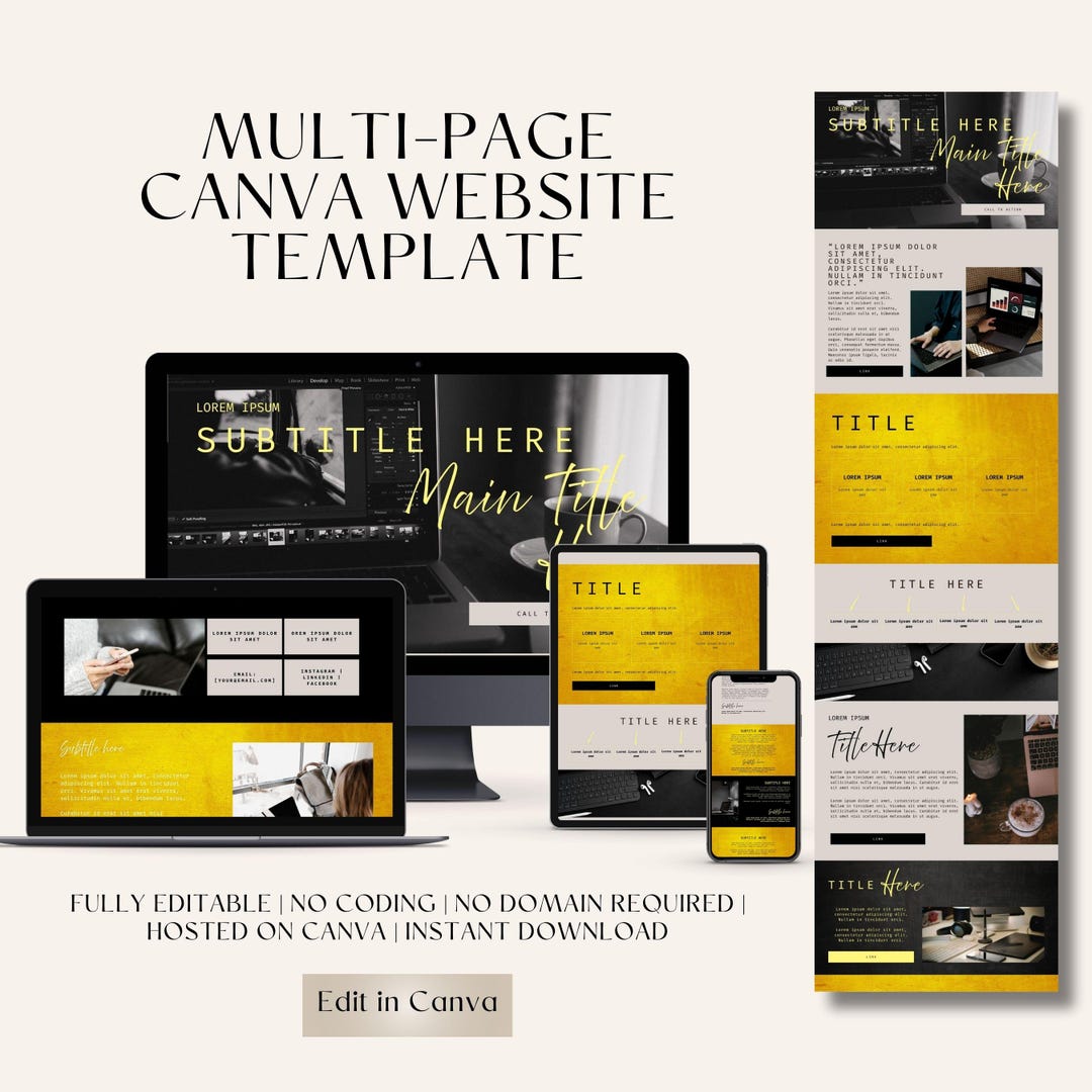Multi-page Canva Website Template, Editable Website Design, Business ...