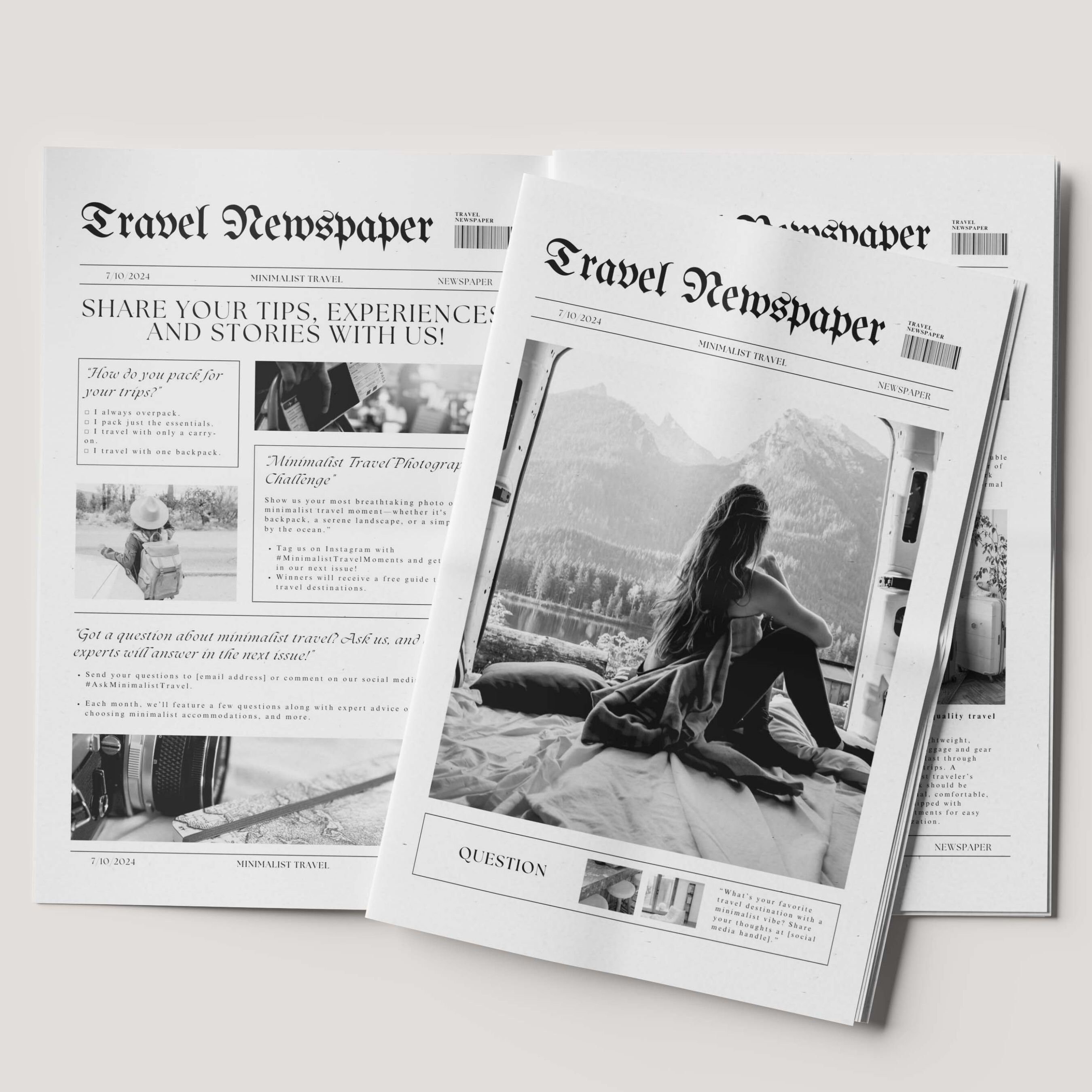 Travel Newspaper Canva Template, Newspaper Printable, Editable ...